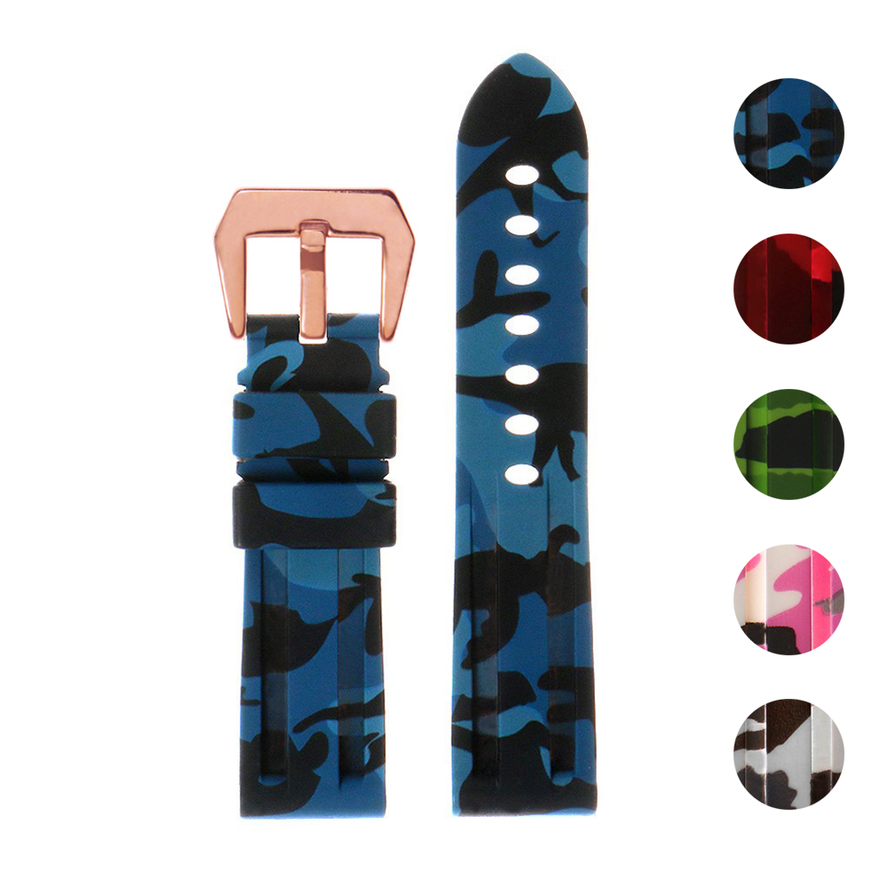 Rubber Watch Strap with Brushed Stainless Steel Pre-V Buckle | StrapsCo