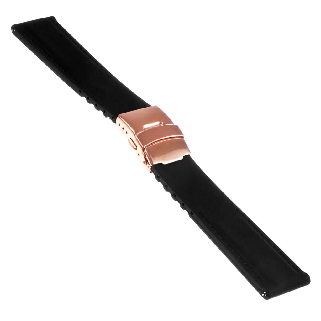 Rubber Strap with Stitching & Rose Gold Clasp With Quick Release | StrapsCo