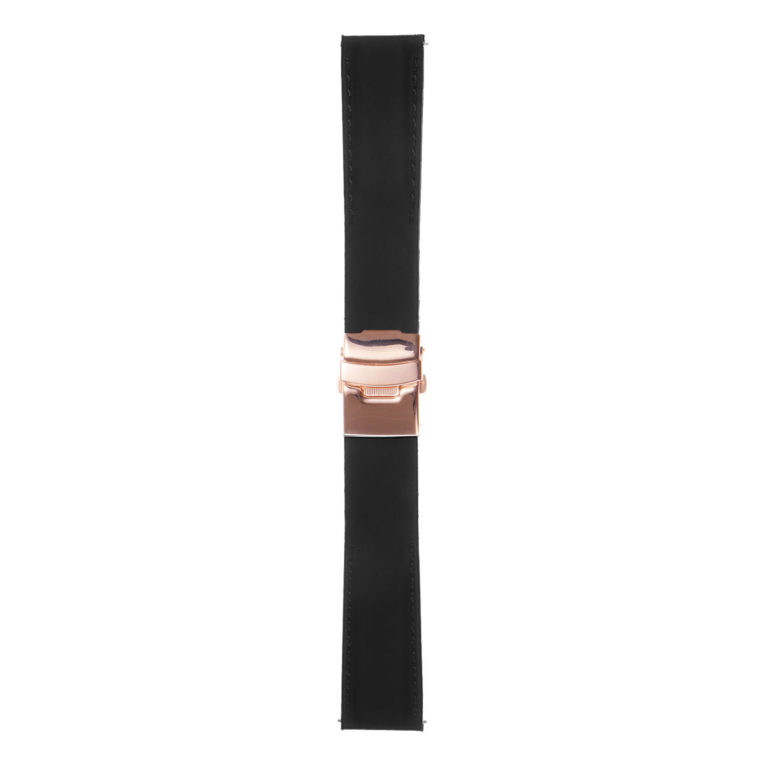 Rubber Strap with Stitching & Rose Gold Clasp With Quick Release | StrapsCo