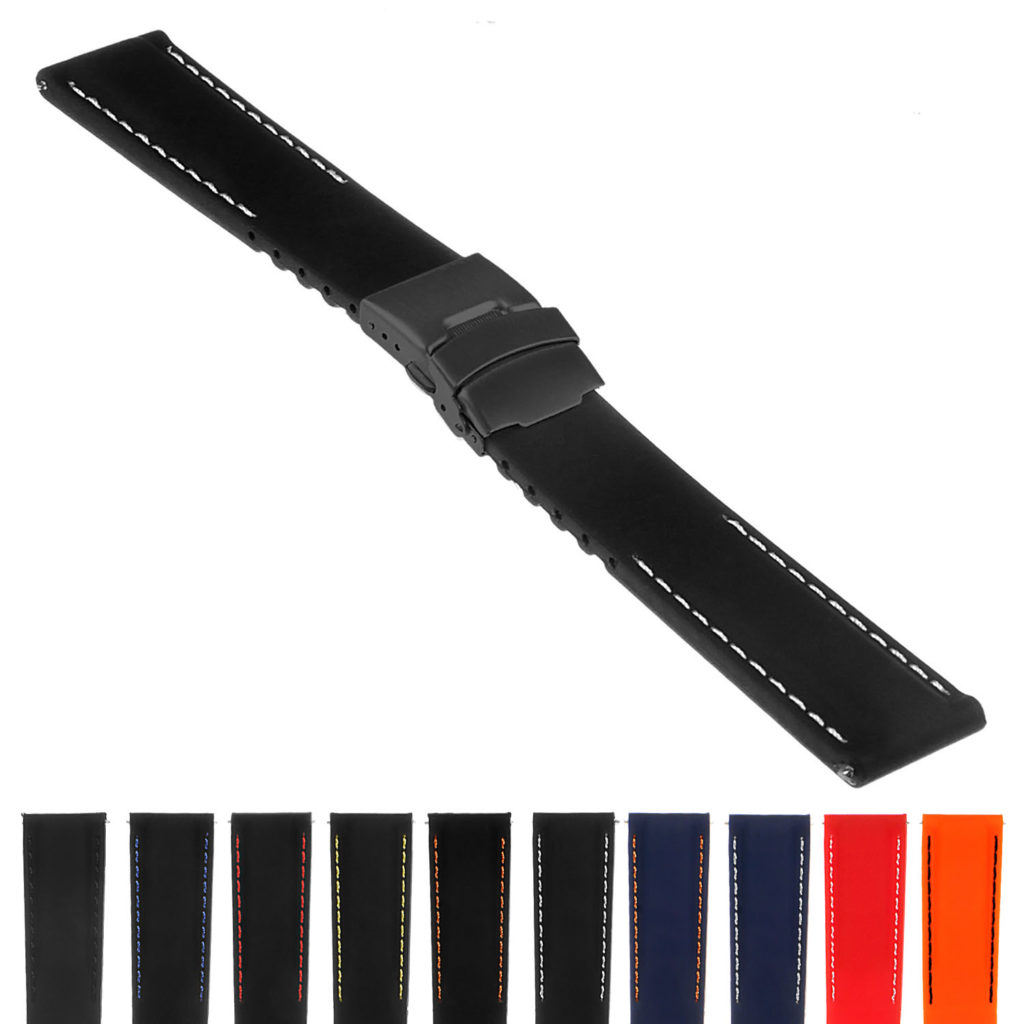 Rubber Strap with Stitching & Matte Black Clasp With Quick Release ...