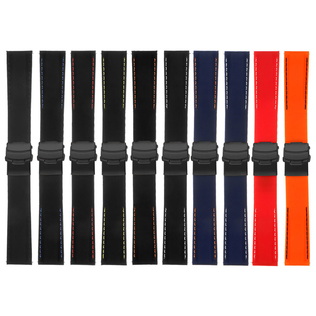 Rubber Strap with Stitching & Matte Black Clasp With Quick Release ...
