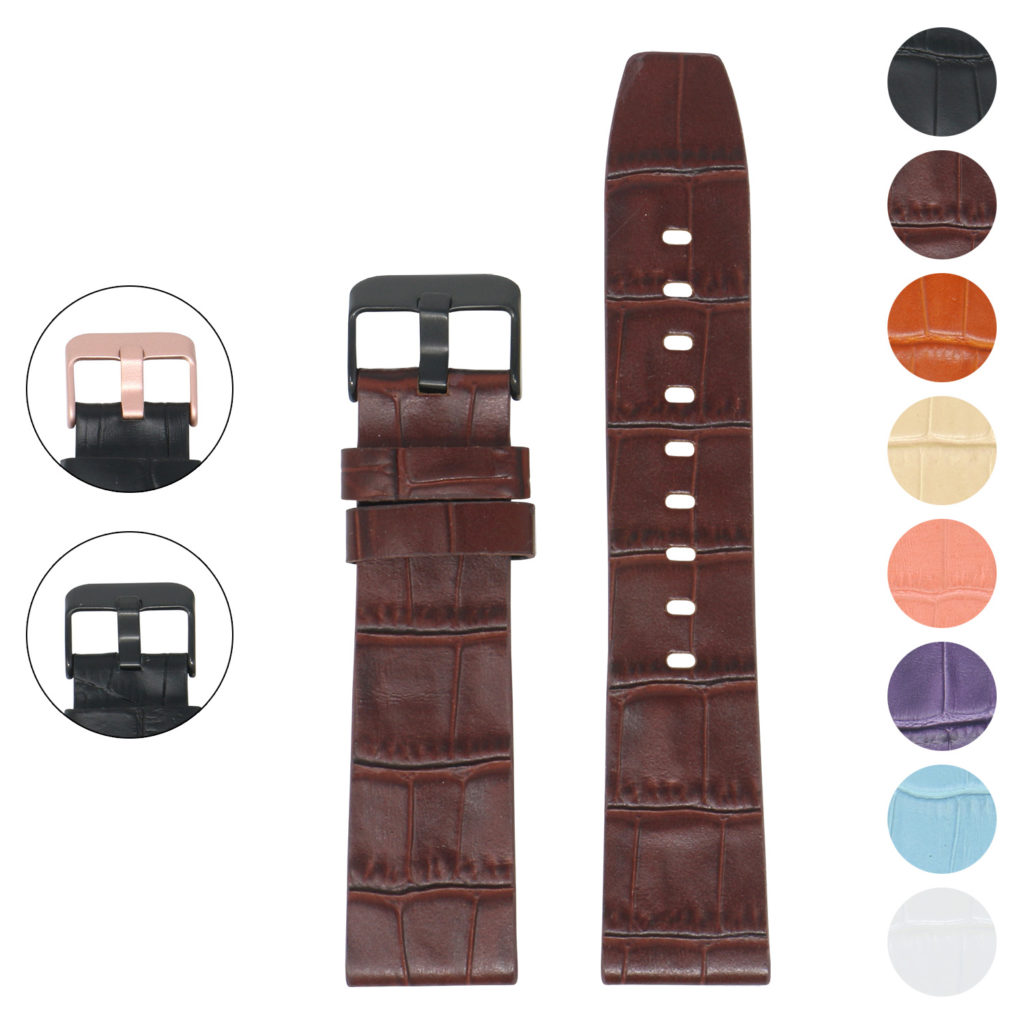 23mm Textured Leather Watch Band Strap w/ Rivets | StrapsCo