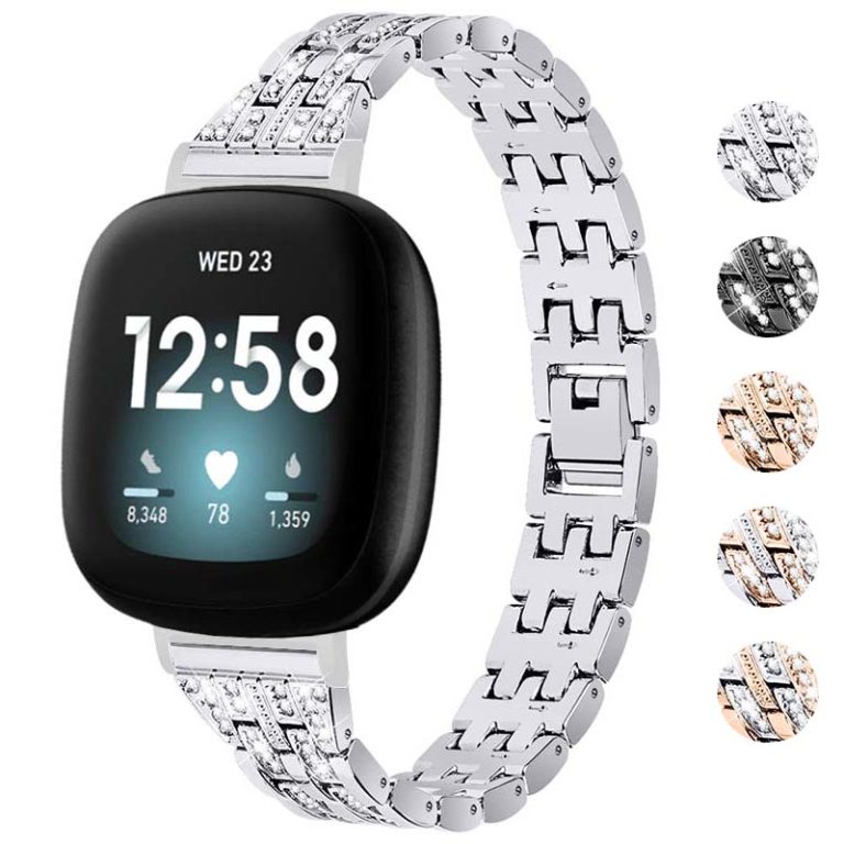Alloy Metal Bracelet with Rhinestones for Fitbit Sense | StrapsCo