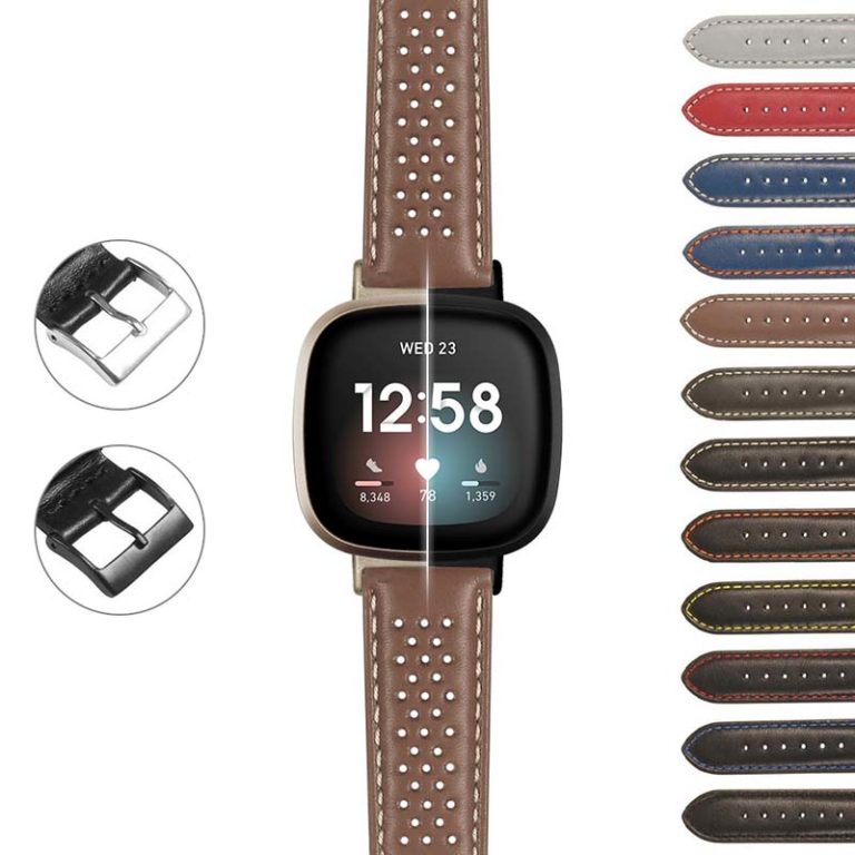 Perforated Leather Strap For Fitbit Sense | StrapsCo