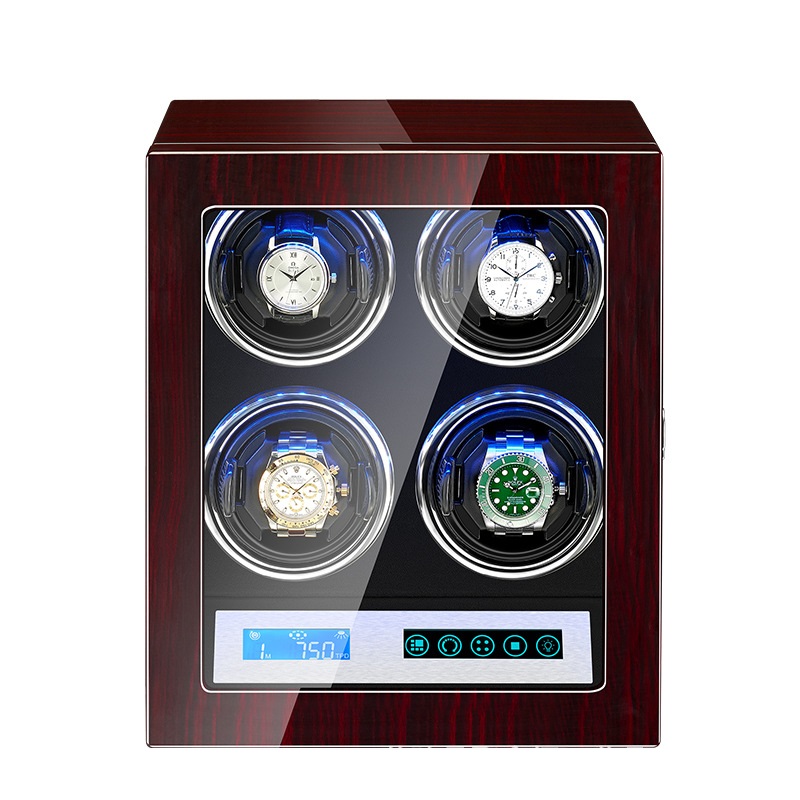 Ebony Touch Screen LED Watch Winder for 3 Watches | StrapsCo