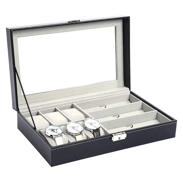 Matte Black Combination Watch Sunglasses Box for 6 Watches | StrapsCo