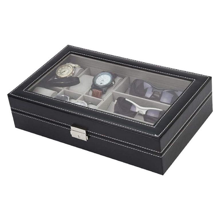 Matte Black Combination Watch Sunglasses Box for 6 Watches | StrapsCo