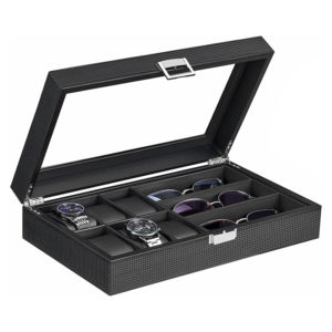Matte Black Combination Watch Sunglasses Box for 6 Watches | StrapsCo