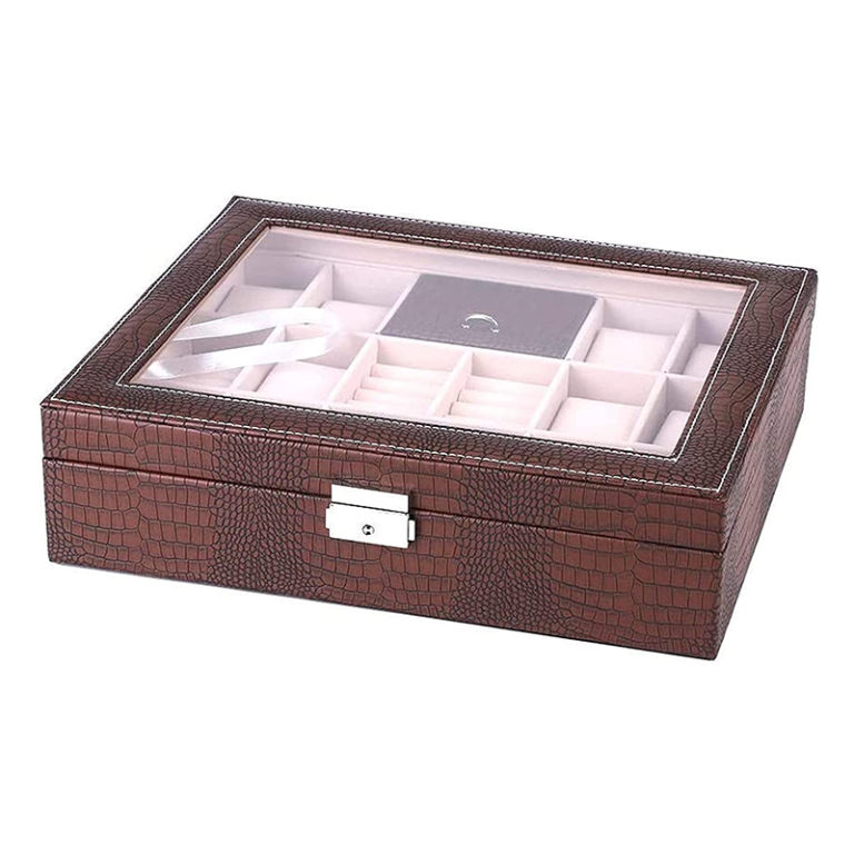 Alligator Leatherette Combination Watch Jewelry Box for 8 Watches ...