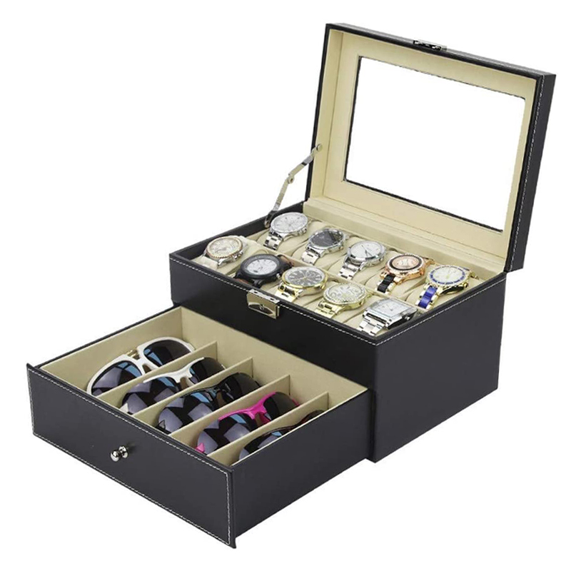 Double Layer Combination Watch, Sunglasses and Jewelry Box for 10 ...