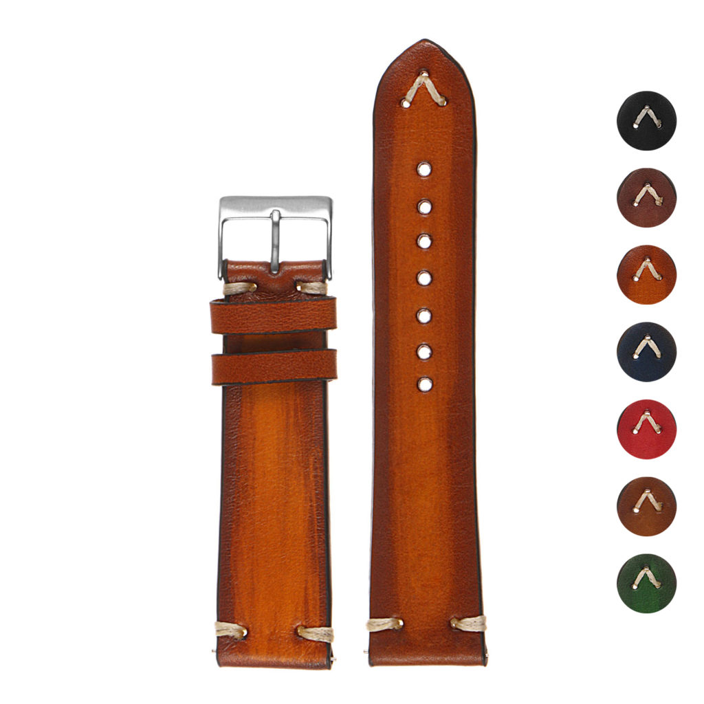 Hand-Stitched Vintage Faded Leather Strap With Quick Release | StrapsCo