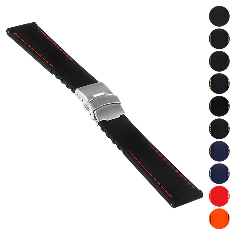 Rubber Strap with Stitching & Clasp With Quick Release | StrapsCo