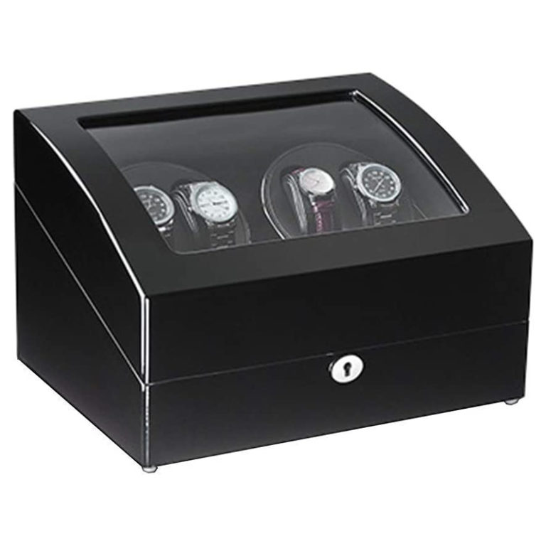 Piano Black Watch Winder with Storage for 4 Watches | StrapsCo