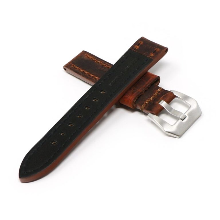 Heavy Duty Vintage Crocodile Leather Strap | StrapsCo