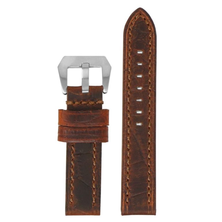 Heavy Duty Vintage Crocodile Leather Strap | StrapsCo