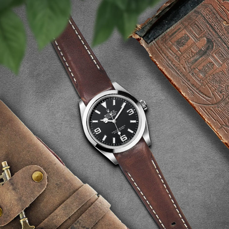 DASSARI Fitted Leather Band With Contrast Stitching For Rolex | StrapsCo