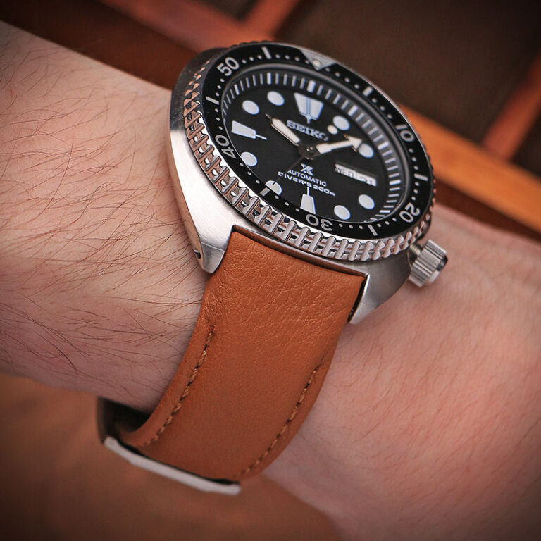 DASSARI Fitted Textured Leather Strap For Seiko Turtle | StrapsCo