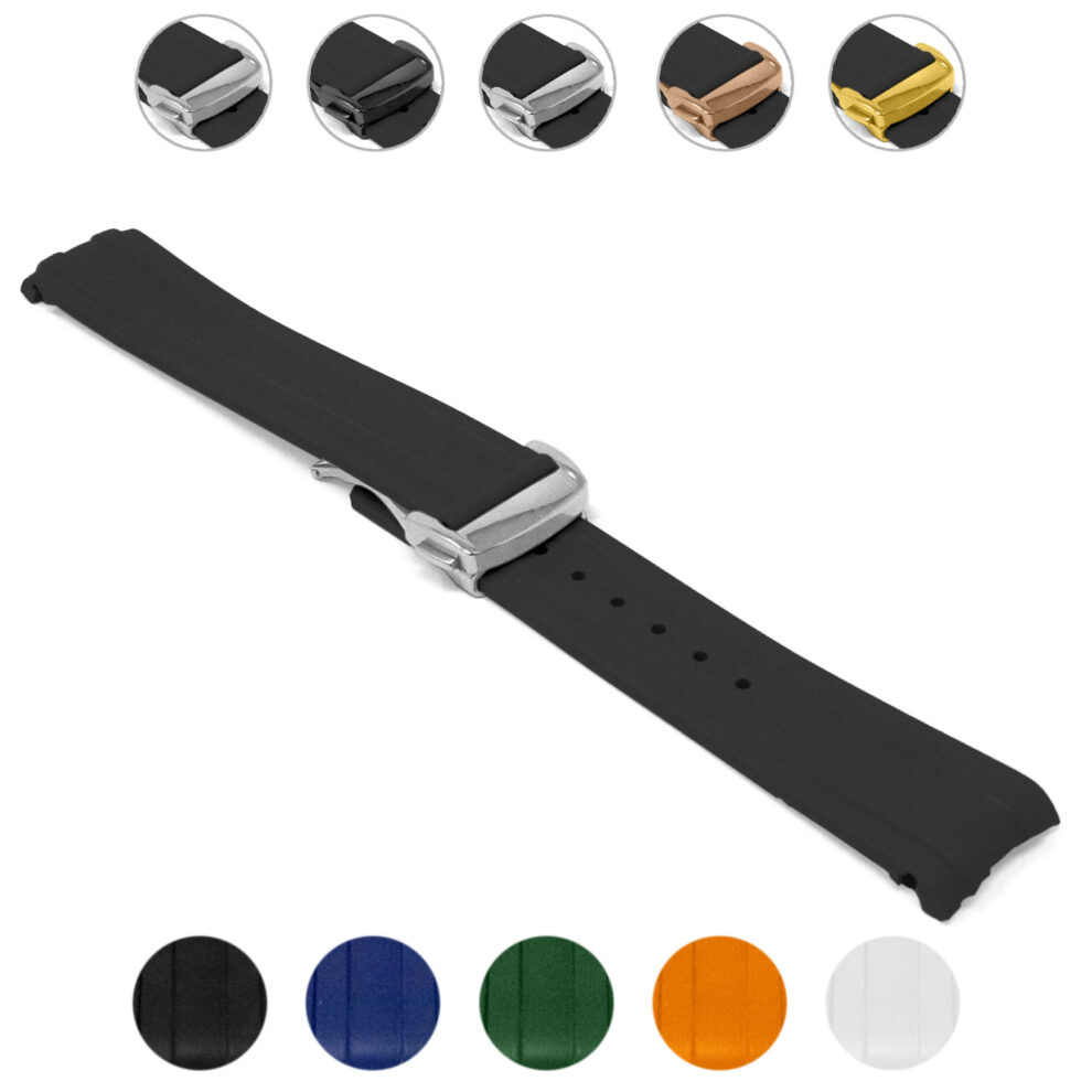 DASSARI FKM Rubber Strap With Deployant Clasp For Omega Seamaster ...